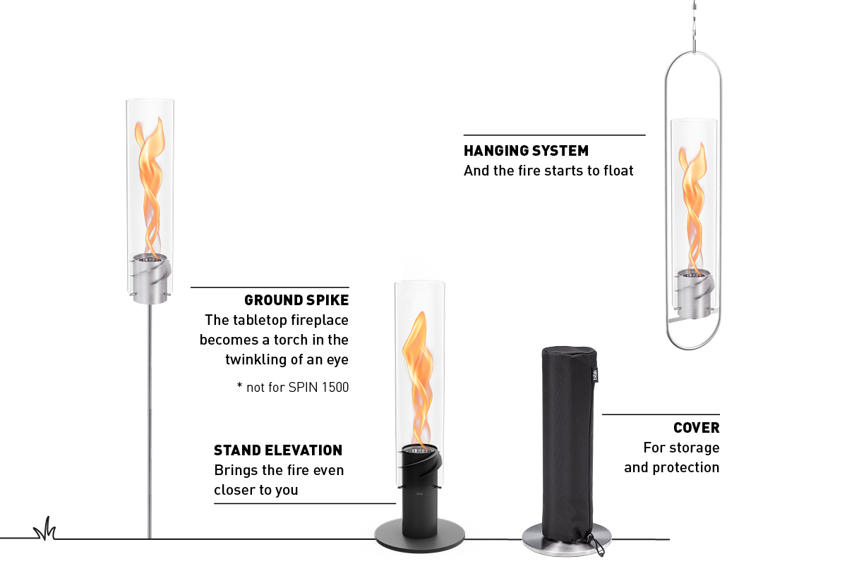 SPIN 900 tabletop fireplace silver - Experience purist design | höfats